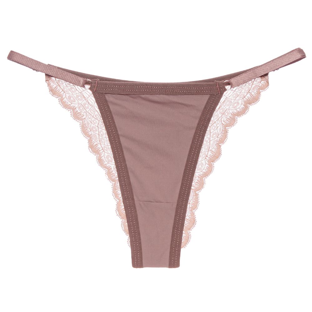 Calcinha Fio Dental Microfibra Com Renda Dy Girl - Pink Lingerie