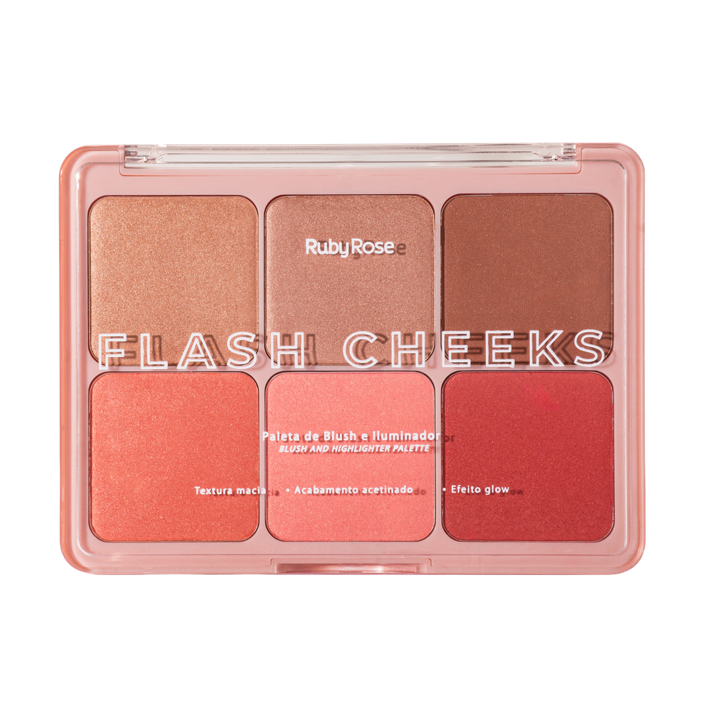 PALETA DE BLUSH E ILUMINADOR FLASH CHEEKS HBM1000 RUBY ROSE